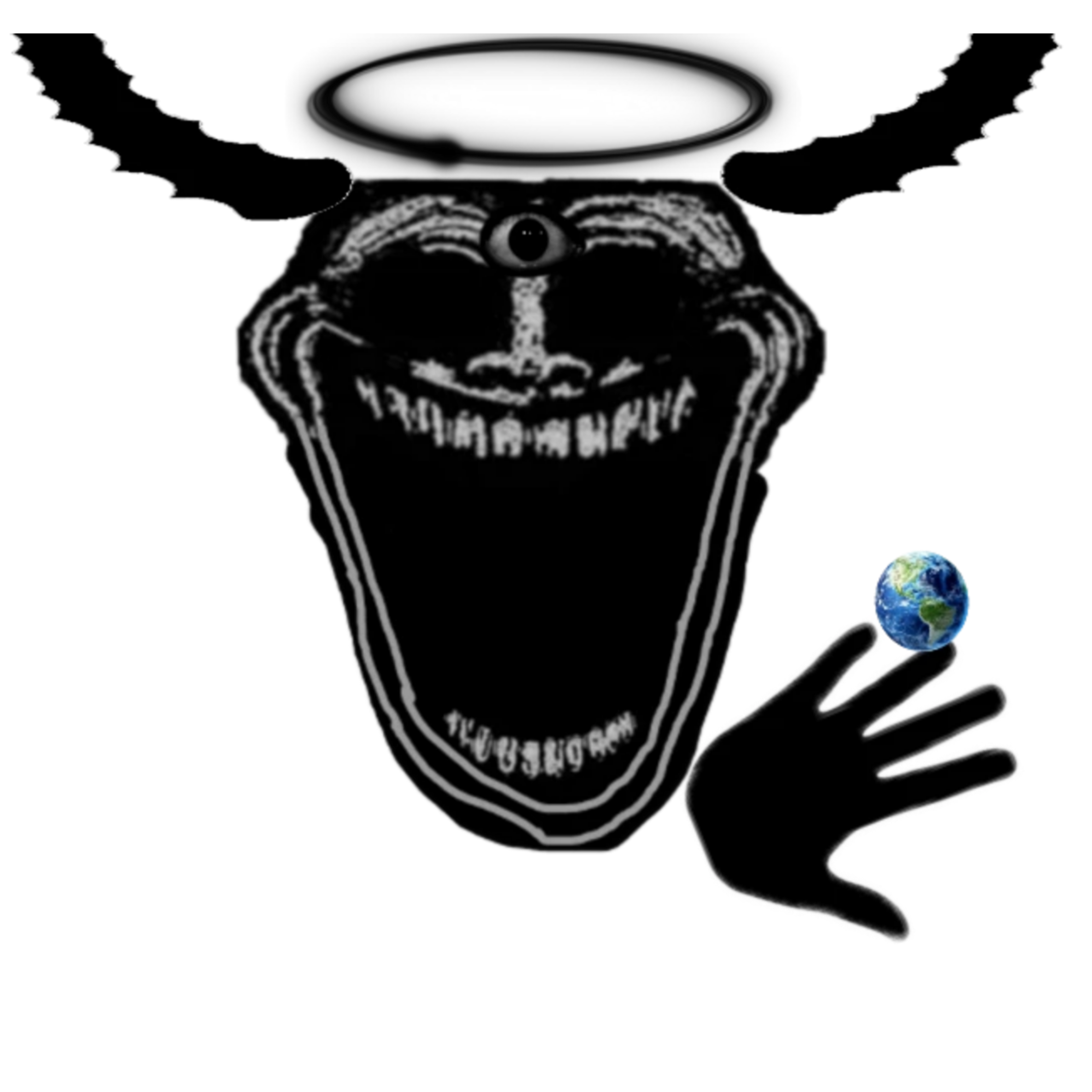 🔥 Devil Black Open Mouth With Hand Troll Face Clipart HD PNG | CBEditz