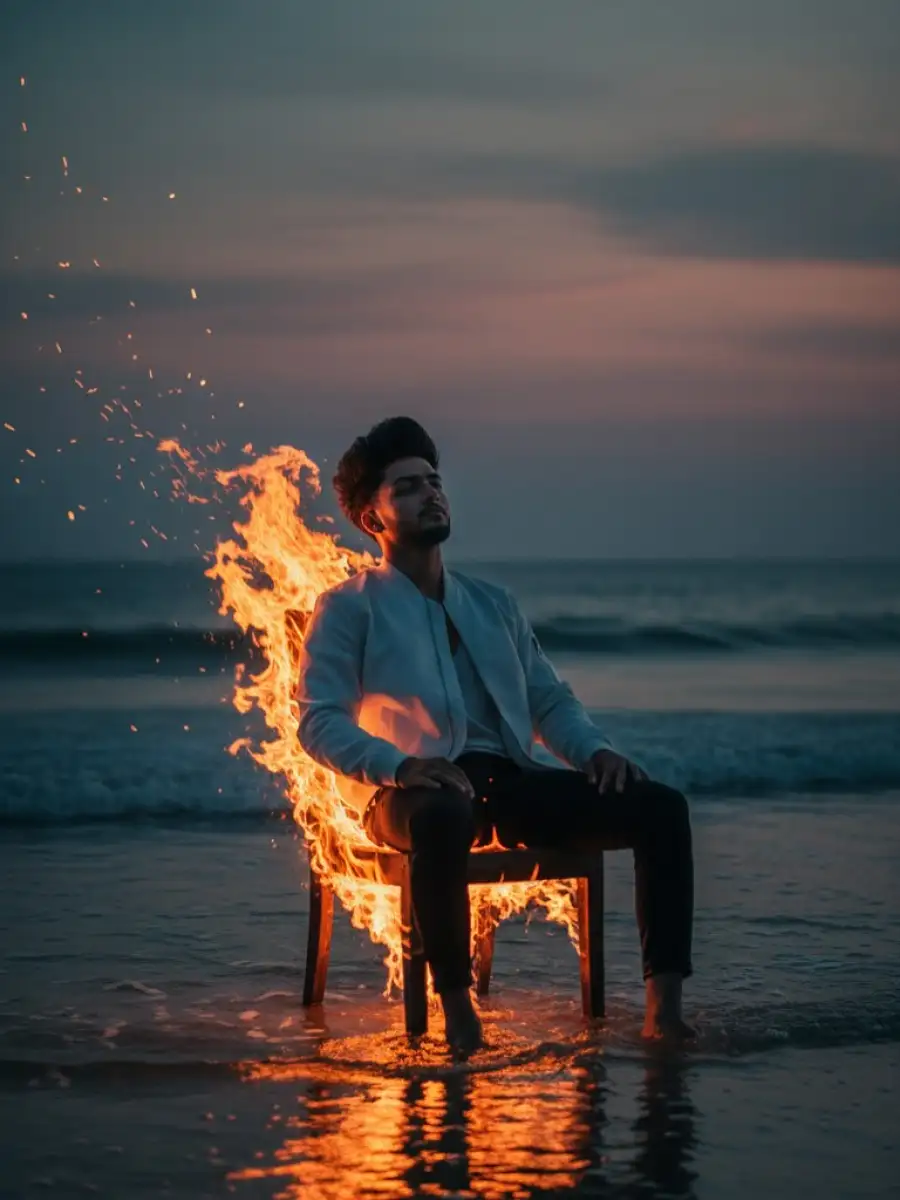 🔥 Gemini Boy Sitting On Fire Chair Editing Cinematic Prompt | CBEditz